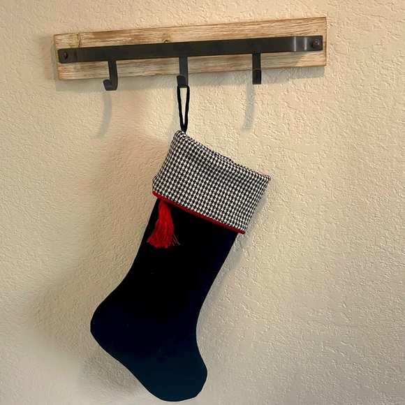 Holiday | Faux Black Velvet And Hounds Tooth Stocking | Poshmark